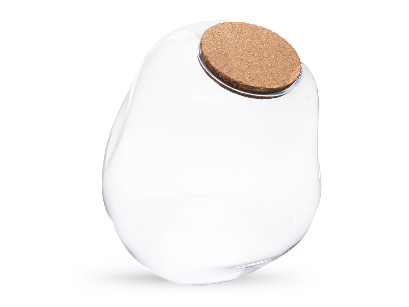 Hand-Blown Glass Terrarium Jar, Blob Sphere with Cork Lid – Tropical Glass