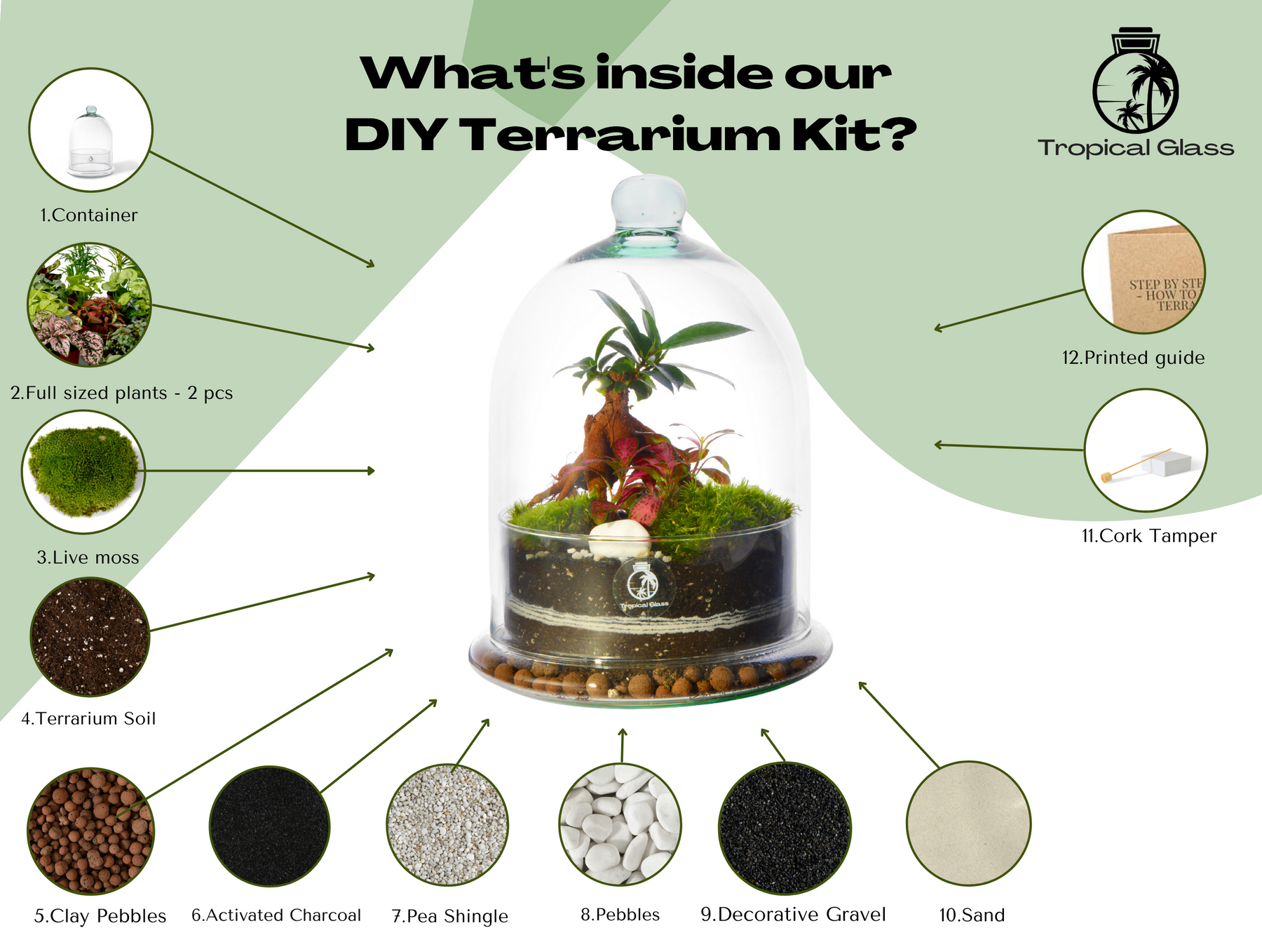 Closed DIY Dome Terrarium Kit 25 cm | 'Monaco' – Tropical Glass